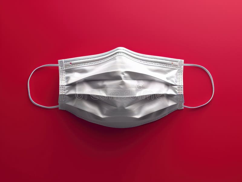 White Surgical Mask Placed on a Bright Red Background Stock Photo ...