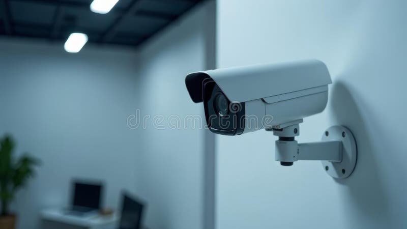 White Surveillance Camera in Premises Stock Photo - Image of system ...