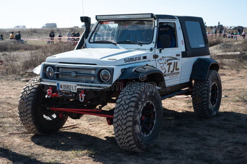 White Suzuki Samurai with Big Wheels Outdoors Editorial Stock Photo ...