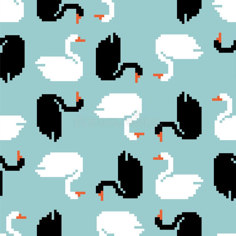 White Swan Pixel Art Pattern Seamless. 8 Bit Pixelated Texture Stock ...
