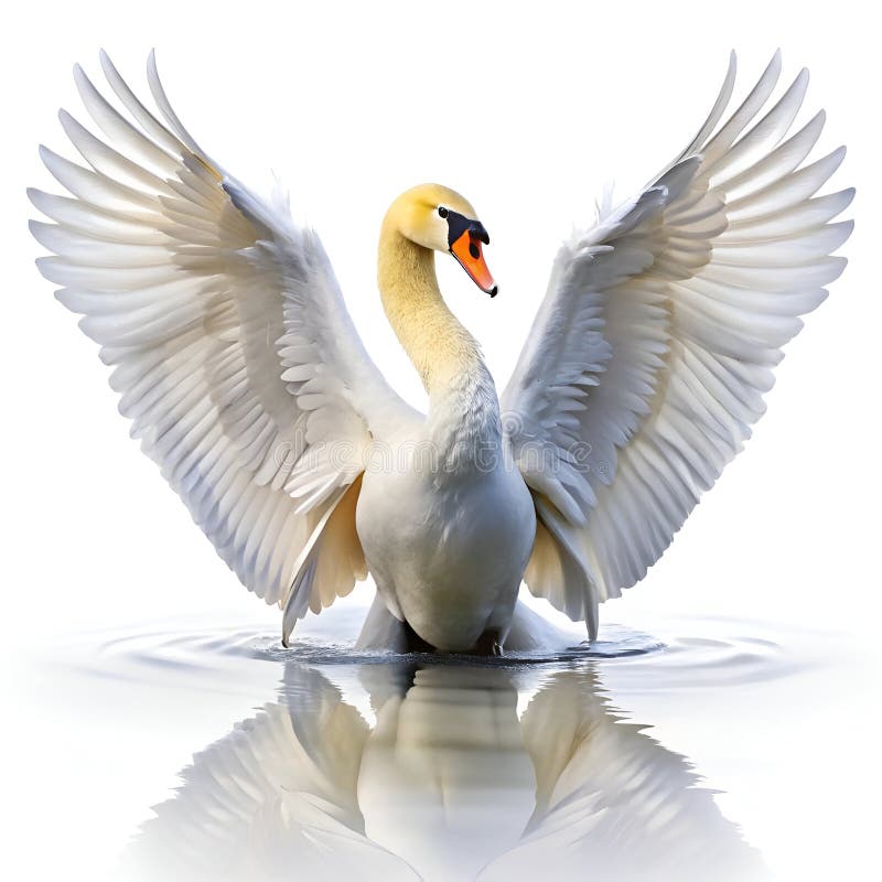 White Swan with Spread Wings Rear View Stock Illustration ...