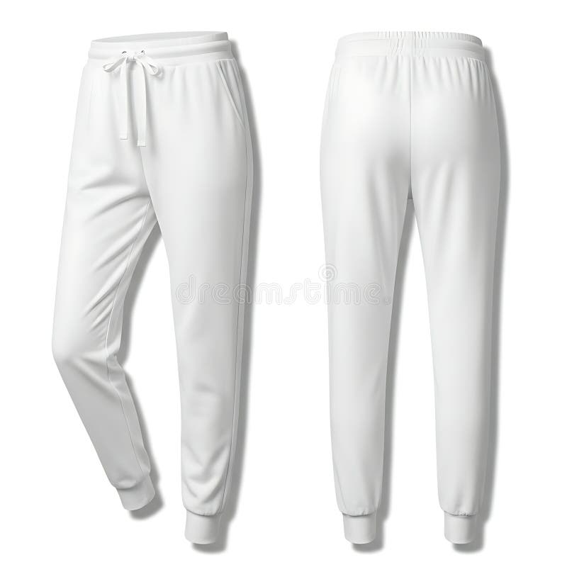 White Sweatpants Mockup - Front and Back View Stock Illustration ...