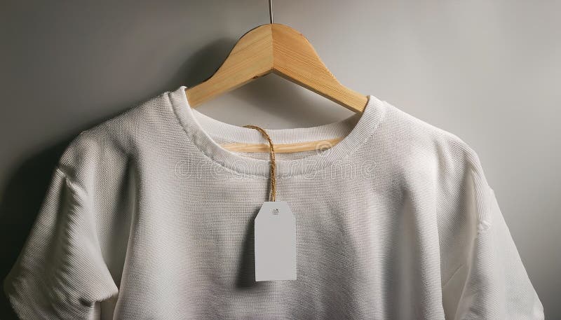 Closeup View of a White Sweatshirt Displayed on a Wooden Hanger ...