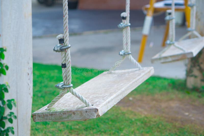 White Swings, Empty Loop in Playground Stock Photo - Image of outdoor ...