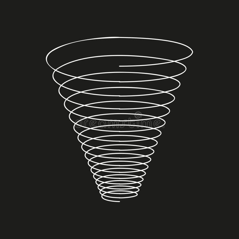 White Swirl Icon. Black Background Pattern. Curved Line Element. Vector ...