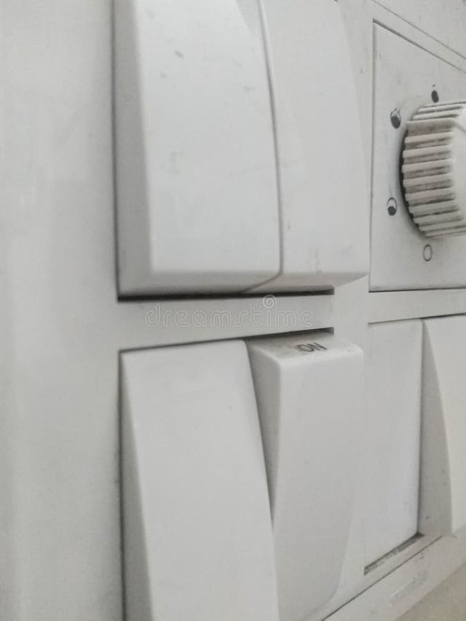 White Switch Board with on-off Switches, Fan Speed Regulator and Three ...