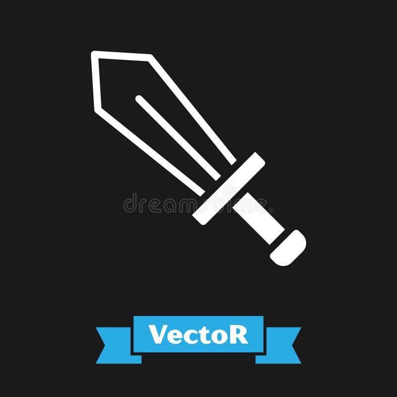 White Sword for Game Icon Isolated on Black Background. Vector Stock ...