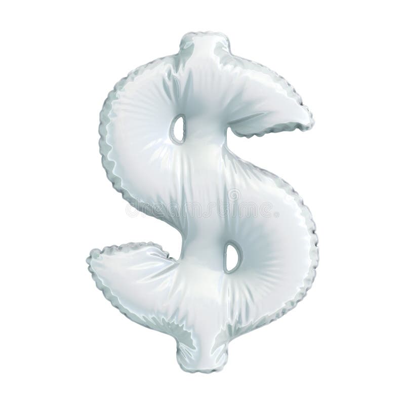 White Symbol Dollar Made of Inflatable Balloon Isolated on White ...