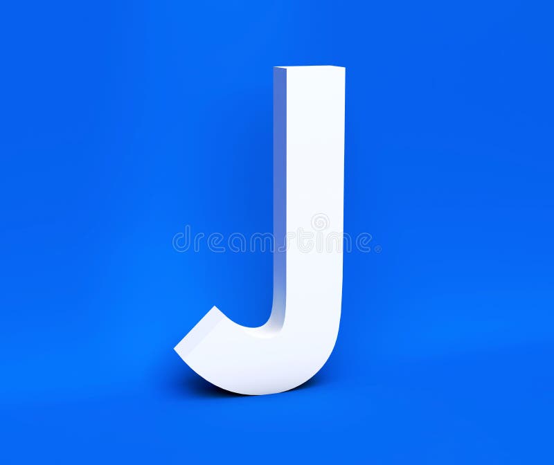 White Symbol J on a Blue Background. 3D Render Stock Illustration ...