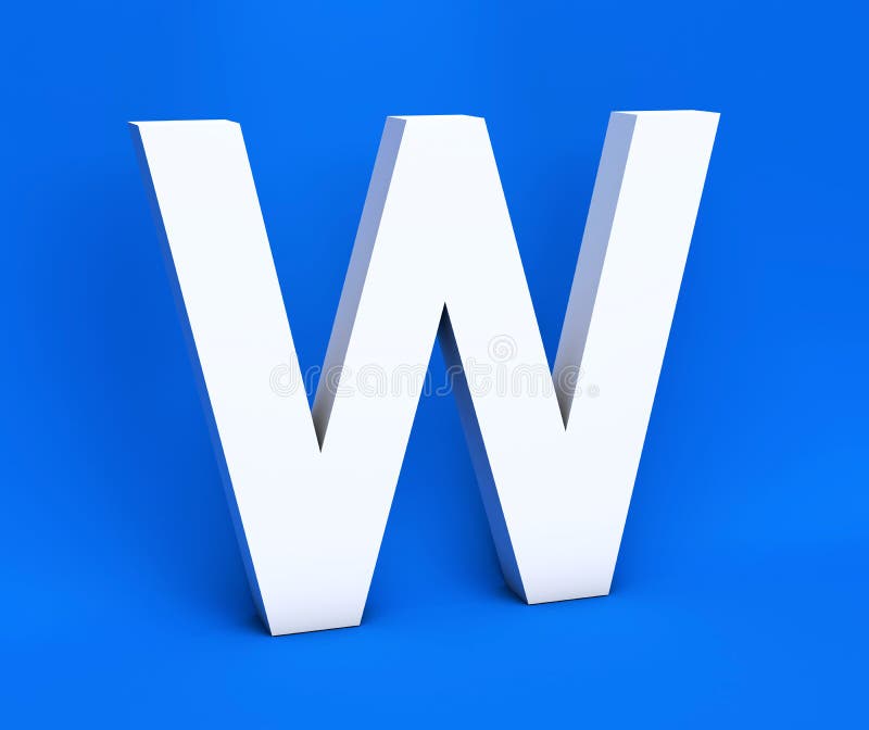 White Symbol W on a Blue Background. 3D Render Stock Illustration ...