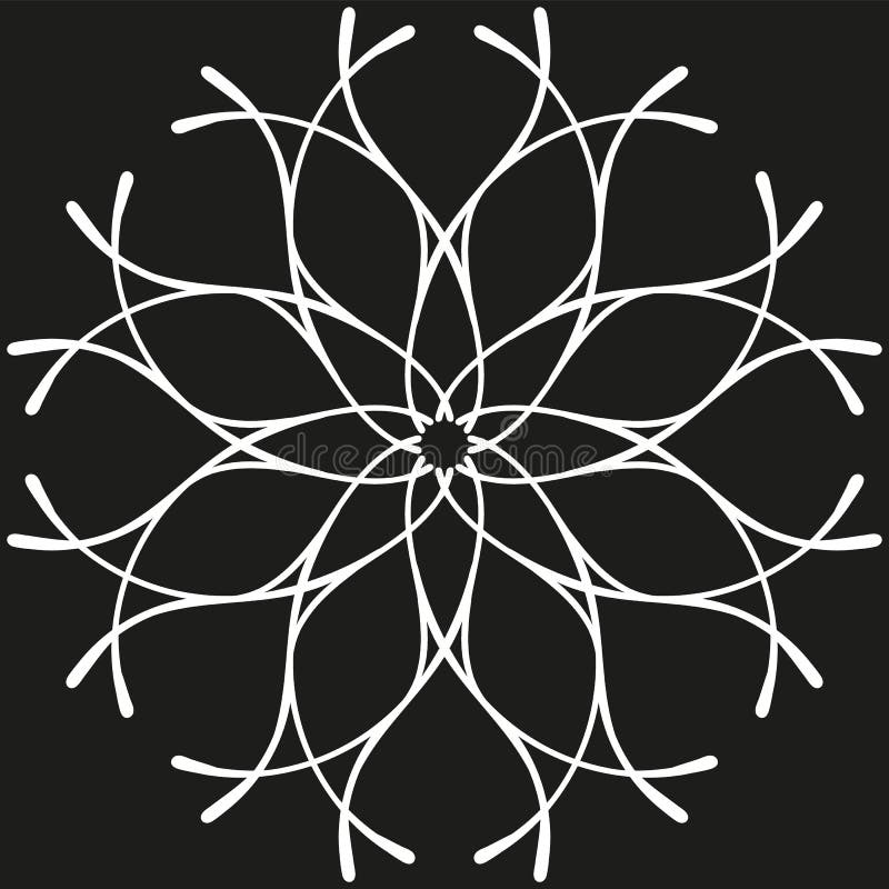 White Symmetrical Rosette on Black. Round Pattern Element Stock Vector ...