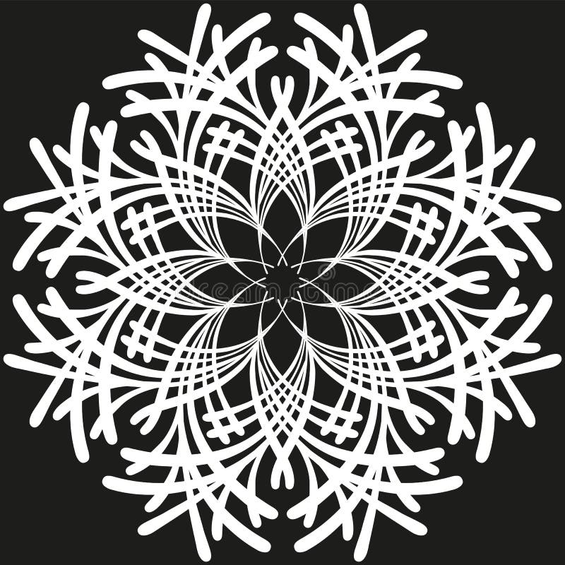White Symmetrical Rosette on Black. Round Pattern Stock Vector ...