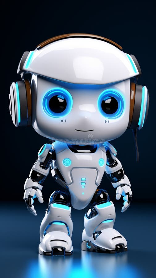 White System AI Chat Bot, 3Drender, Cute Robot Design Stock ...
