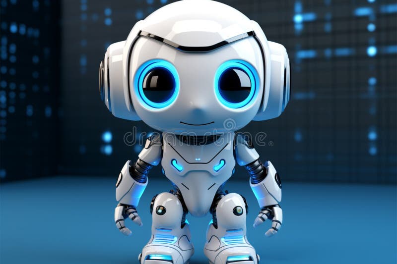 White System AI Chat Bot, 3Drender, Cute Robot Design Stock ...
