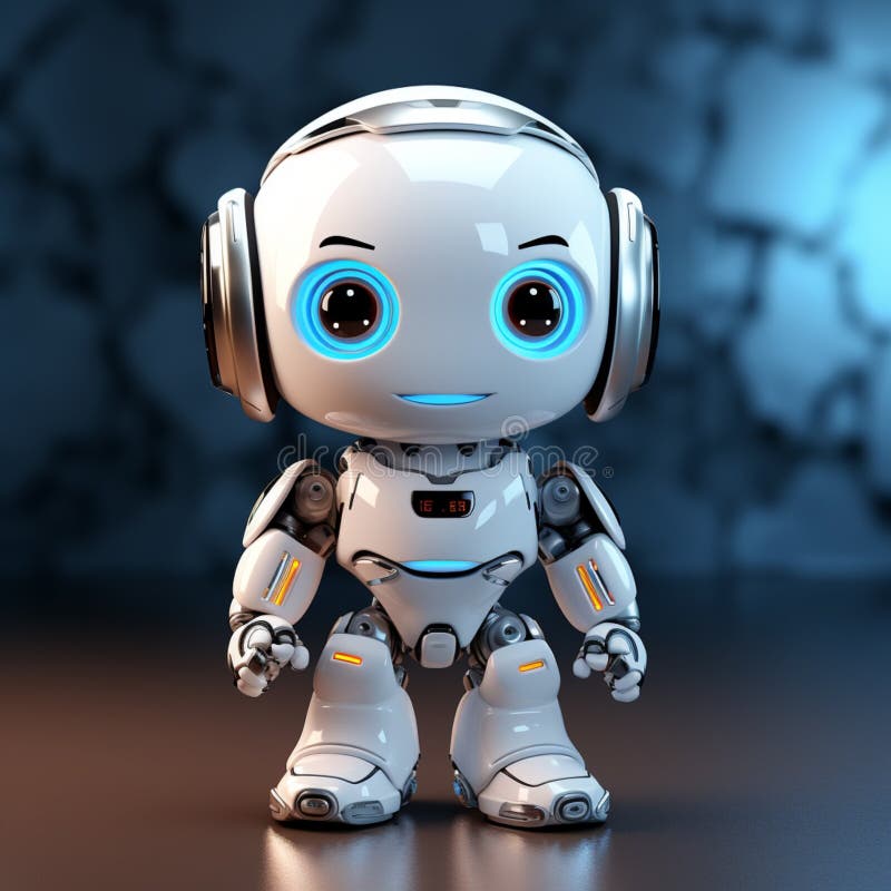 White System AI Chat Bot, 3Drender, Cute Robot Design Stock ...