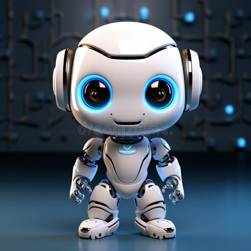 White System AI Chat Bot, 3Drender, Cute Robot Design Stock ...