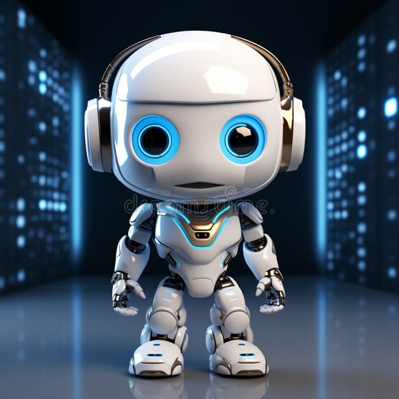 White System AI Chat Bot, 3Drender, Cute Robot Design Stock ...