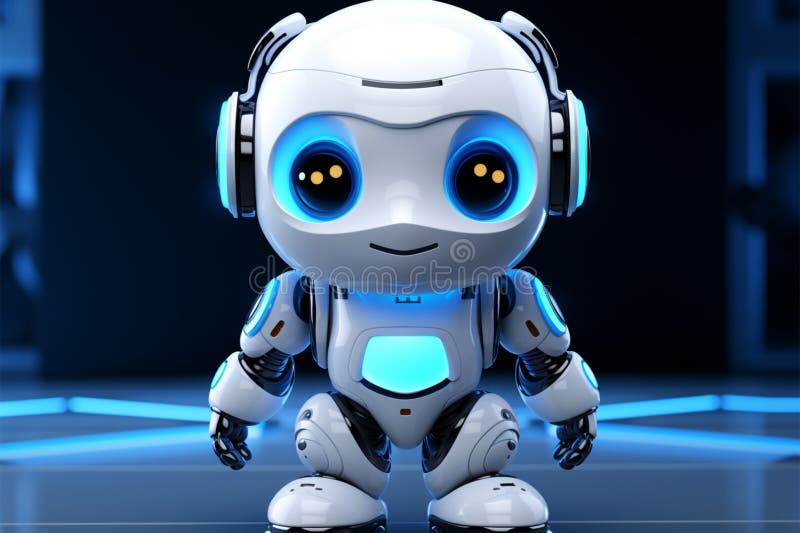 White System AI Chat Bot, 3Drender, Cute Robot Design Stock ...