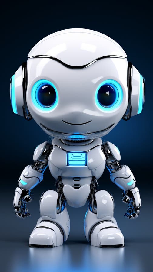 White System AI Chat Bot, 3Drender, Cute Robot Design Stock ...