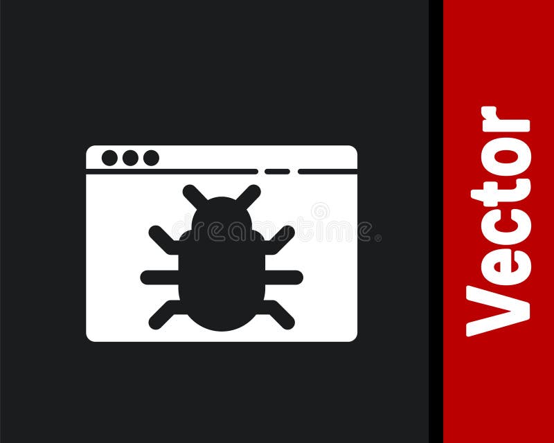 White System Bug Concept Icon Isolated On Black Background Code Bug