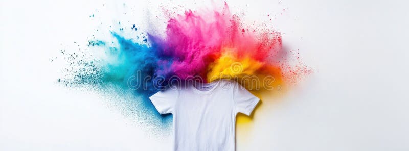White T-shirt Exploding with Vibrant Colors Stock Illustration ...