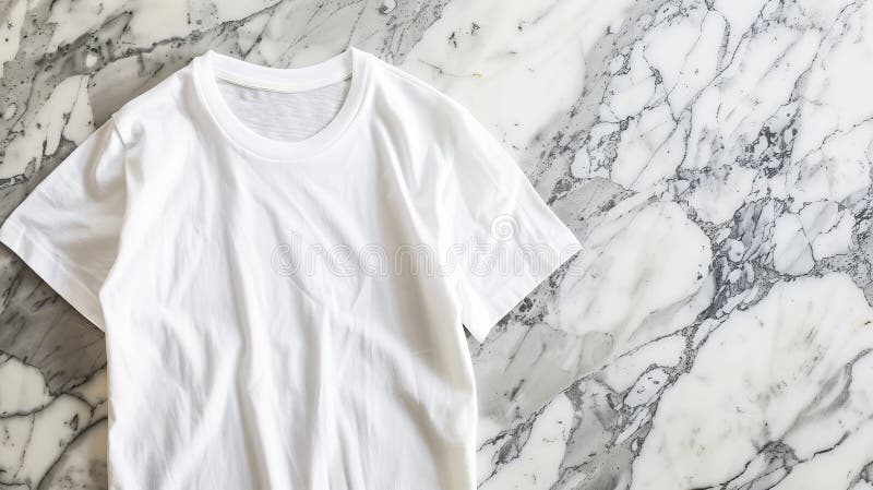 White T-shirt Folded on Marble Surface Stock Illustration ...