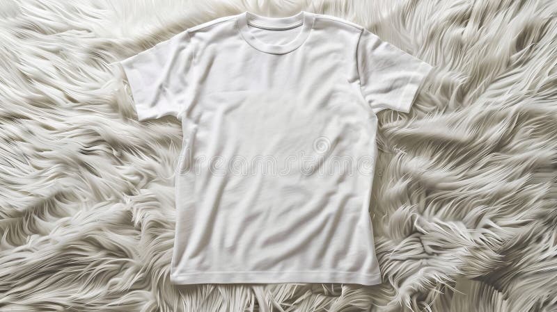 White T-Shirt Laid Flat on Fluffy White Rug Stock Illustration ...