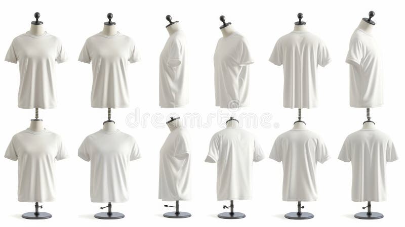 White T-shirt on Mannequin from Different Angles Stock Image - Image of ...
