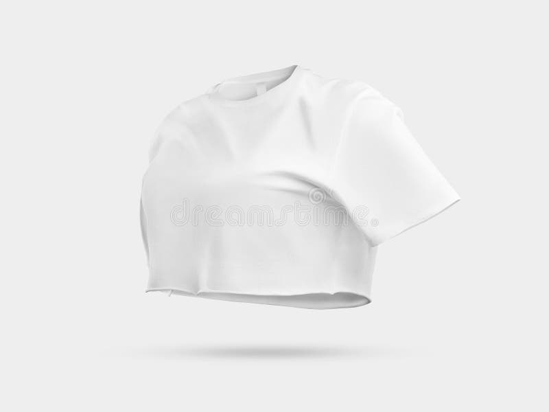 White T Shirt Mockup 3d Rendering Front Side View Stylish Crop Top