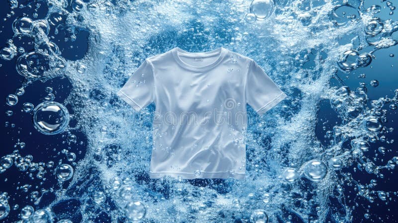 White T-shirt Surrounded by Splashing Water and Bubbles Stock Photo ...