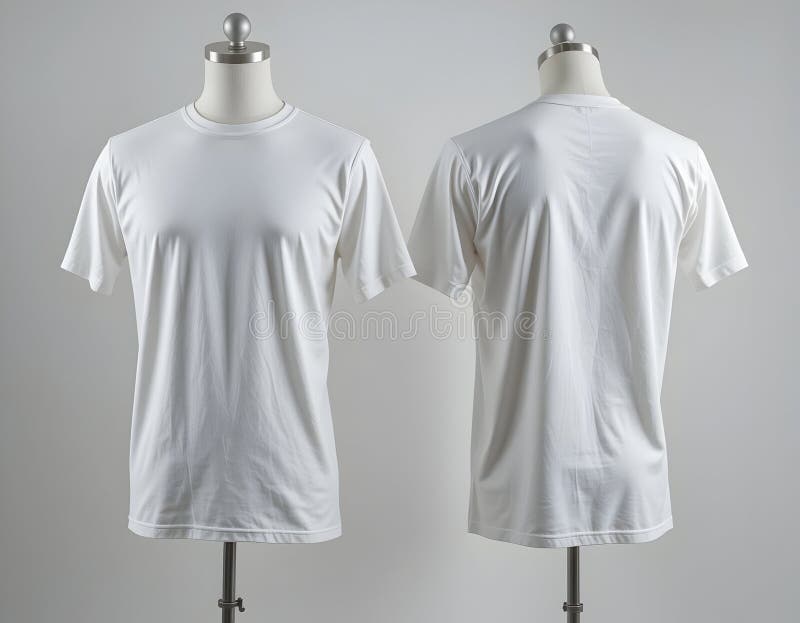 White T-shirts on Mannequins Front and Back Views for Display Stock ...