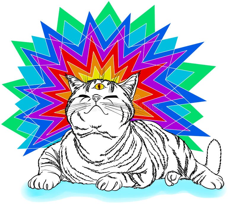 A white tabby magic cat stock illustration. Illustration of abstract ...