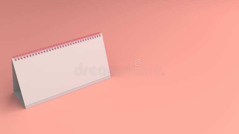 White Table Calendar Mock-up on Red Surface Stock Illustration ...