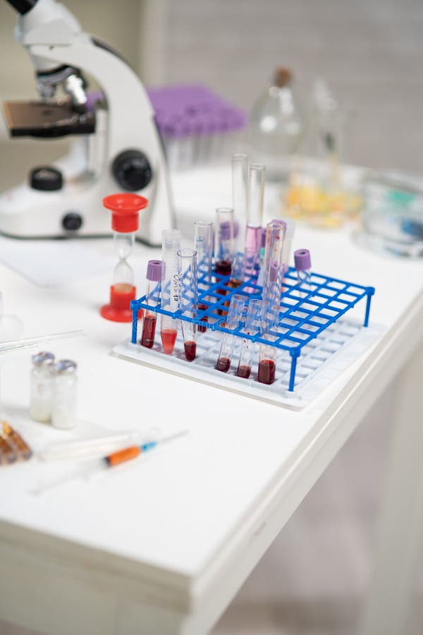 A laboratory table stock image. Image of experiment - 177353875