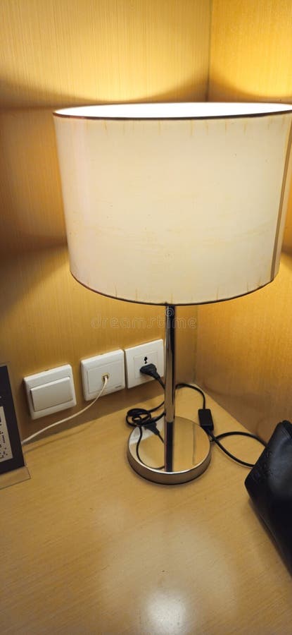 White Table Lamp Modern Stainless Steel Pole Stock Photo - Image of ...