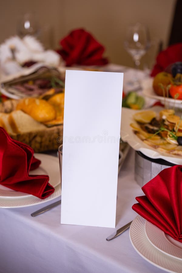 White Table Paper Plaques on the Table Cafe Stock Photo - Image of ...