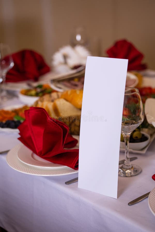 White Table Paper Plaques on the Table Cafe Stock Image - Image of ...