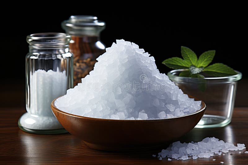 White Table Salt in Small Bowls, Ready for Consumption. Stock Image ...