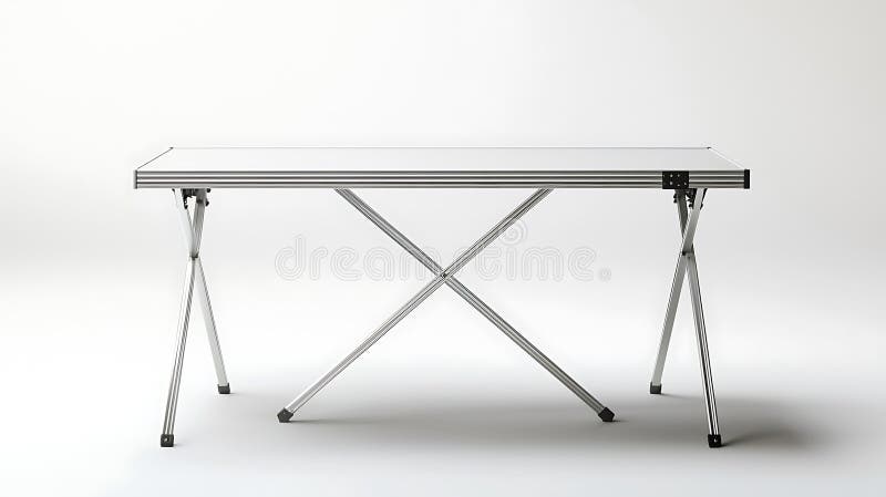 A White Table with a Silver Frame and Four Legs Stock Illustration ...