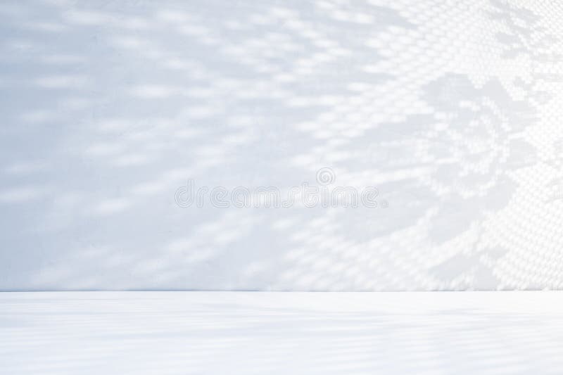 White Table Top and Concrete Wall with Curtain Shadow in Sunlight Stock ...