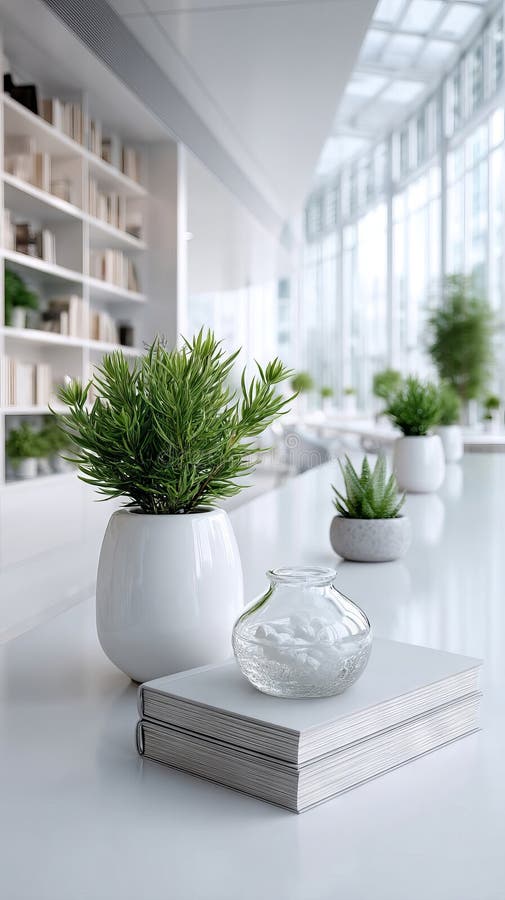 White Table Topped Books Potted Plant Stock Photos - Free & Royalty ...