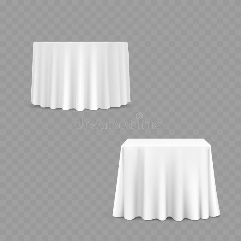White Tablecloths on Round and Square Tables. Vector Stock Illustration ...