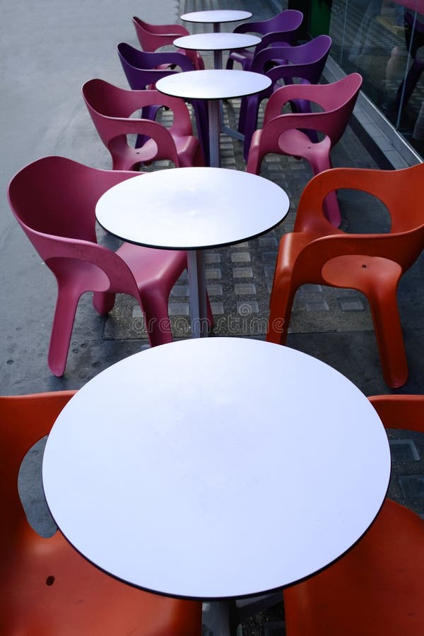 White tables stock image. Image of outside, objects, perspective - 50858203