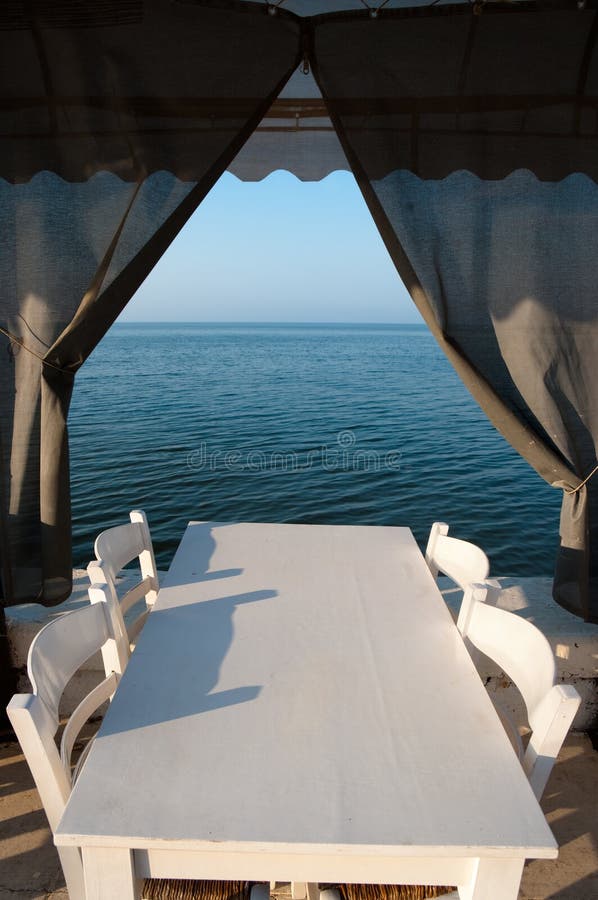 White Tables Restaurant stock image. Image of grecian - 18088655