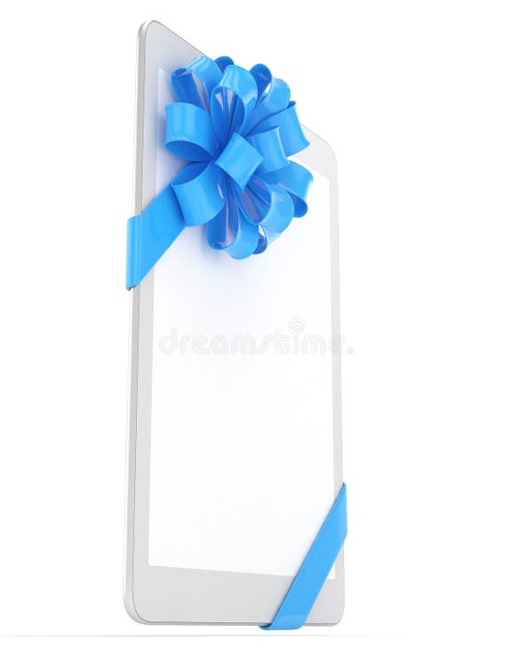 White Tablet with Bow. 3D Rendering. Stock Illustration - Illustration ...