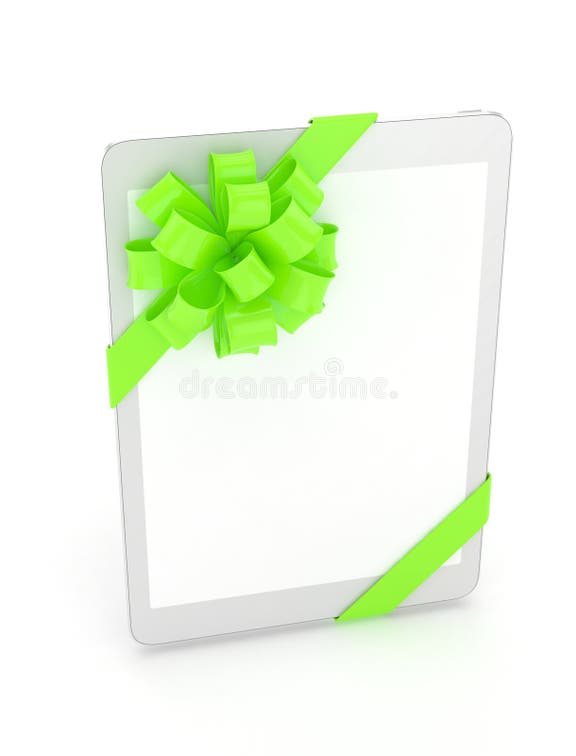 White Tablet with Bow. 3D Rendering. Stock Illustration - Illustration ...