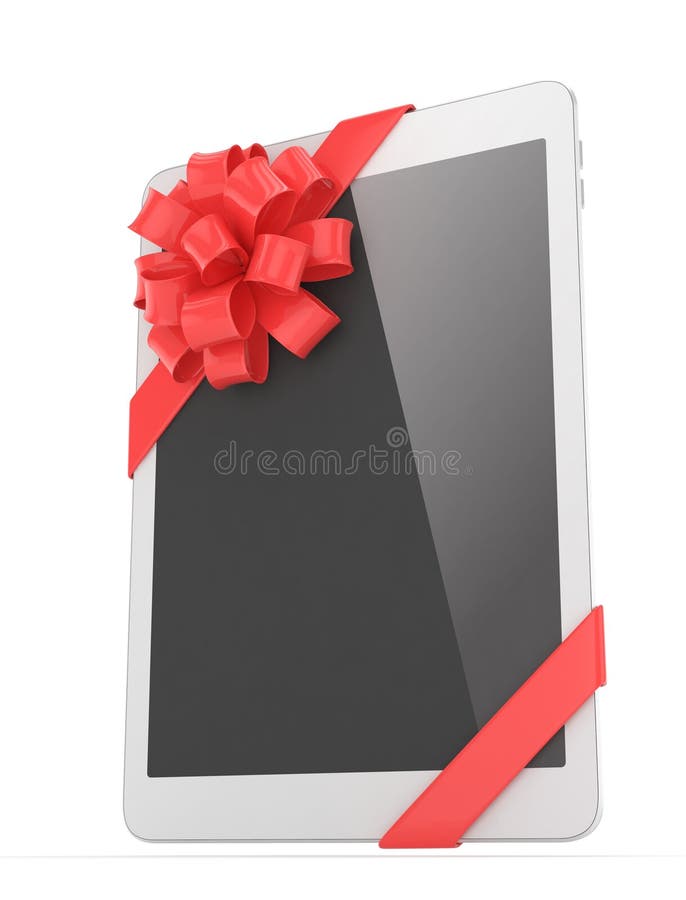 White Tablet with Bow. 3D Rendering. Stock Illustration - Illustration ...