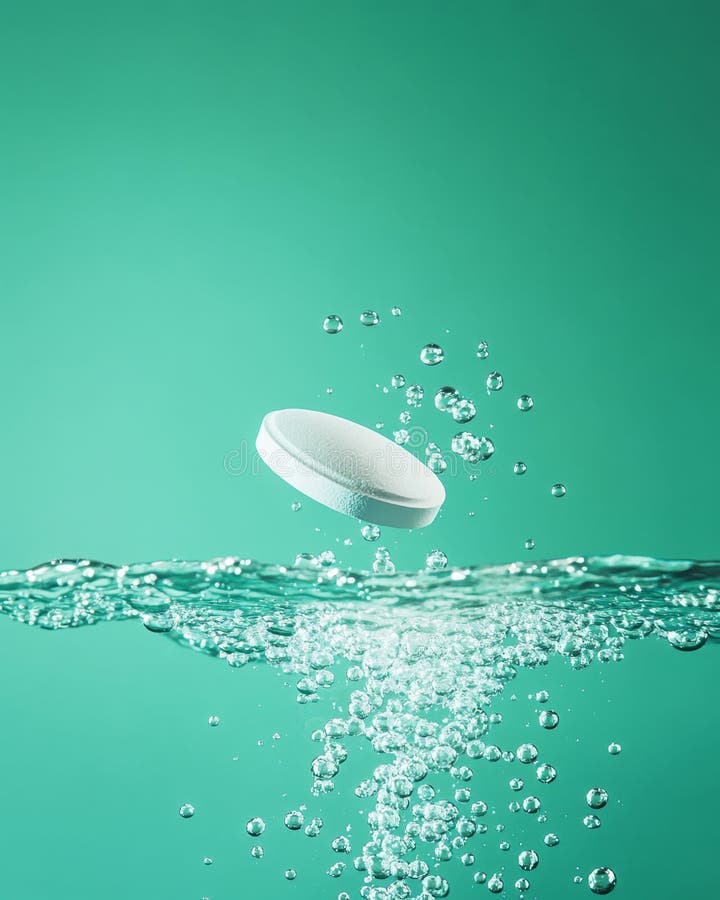 Effervescent White Tablet Dissolving Water Bubbles Mint Green ...