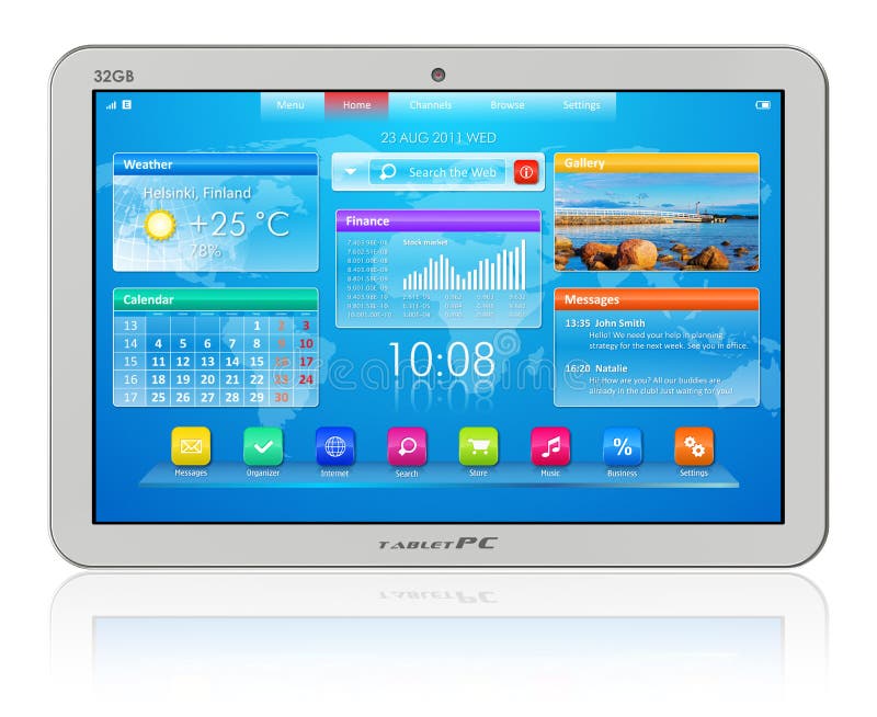 Home Security App Interface on Tablet Screen Stock Vector ...