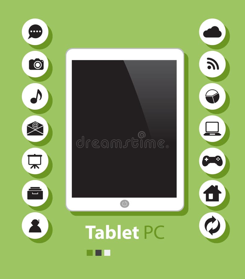 White Tablet pc with icon stock vector. Illustration of communication ...